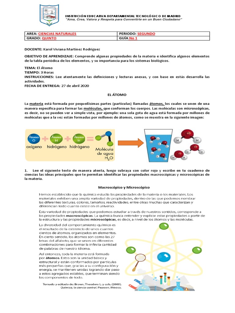 Guía No 1. El Átomo | PDF | Átomos | Importar