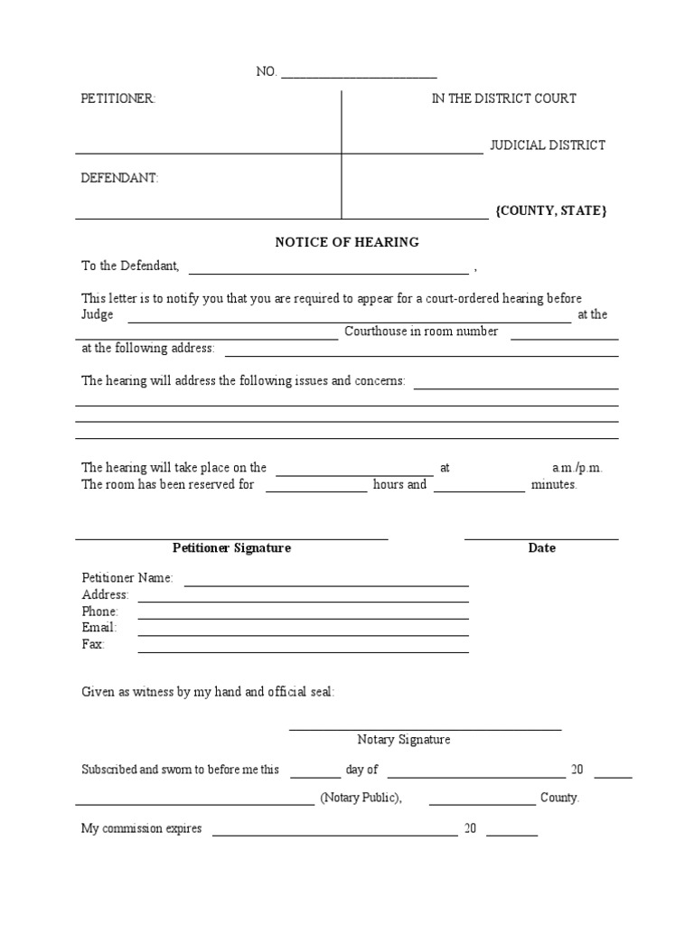 Notice of Hearing | PDF