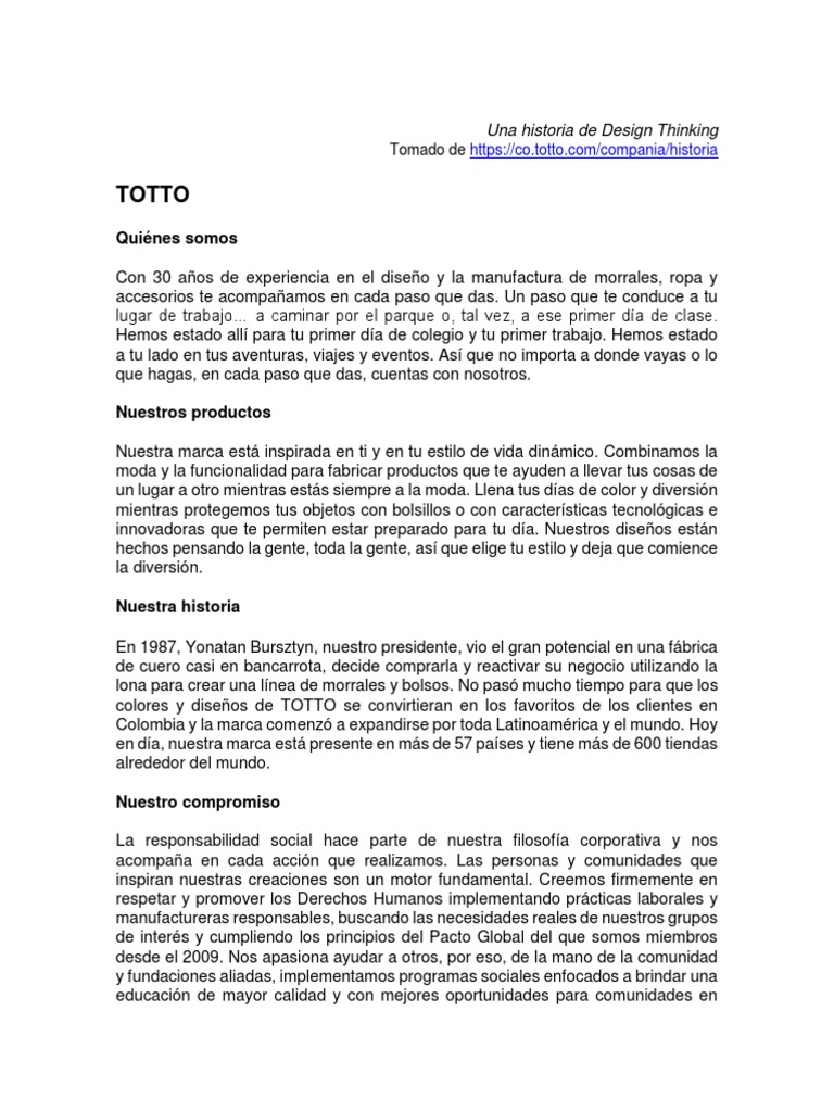 Design Thinking TOTTO PDF | PDF | Marca | Moda