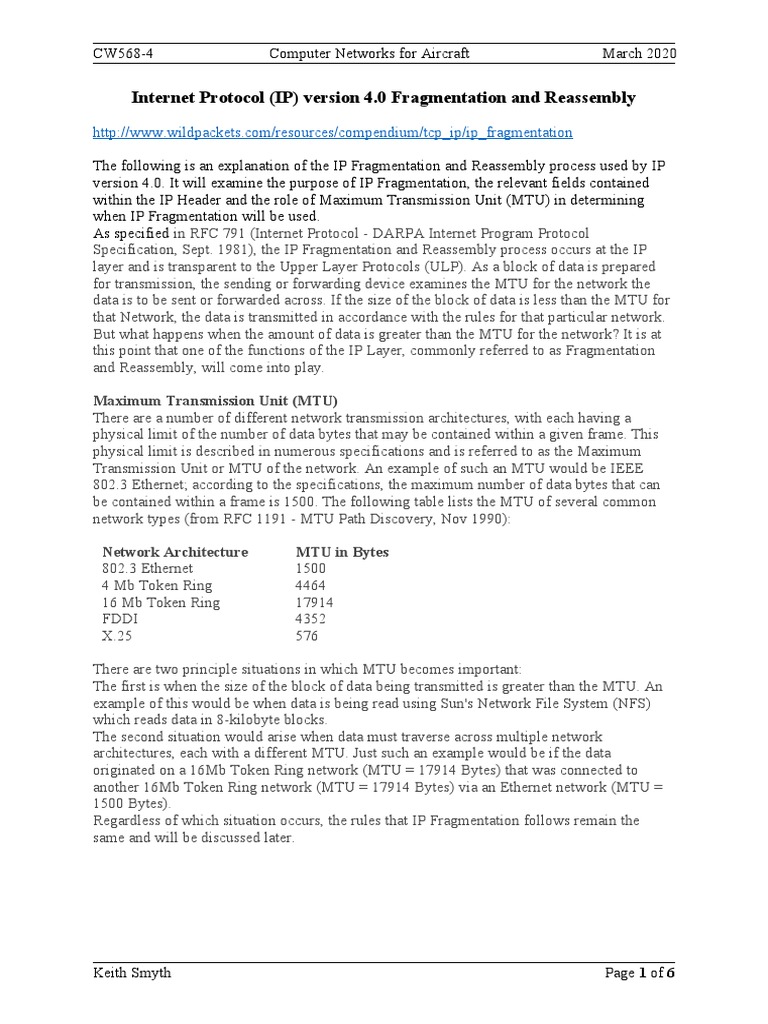 IP Fragmentation With Examples | PDF | Internet Protocols | Computer ...