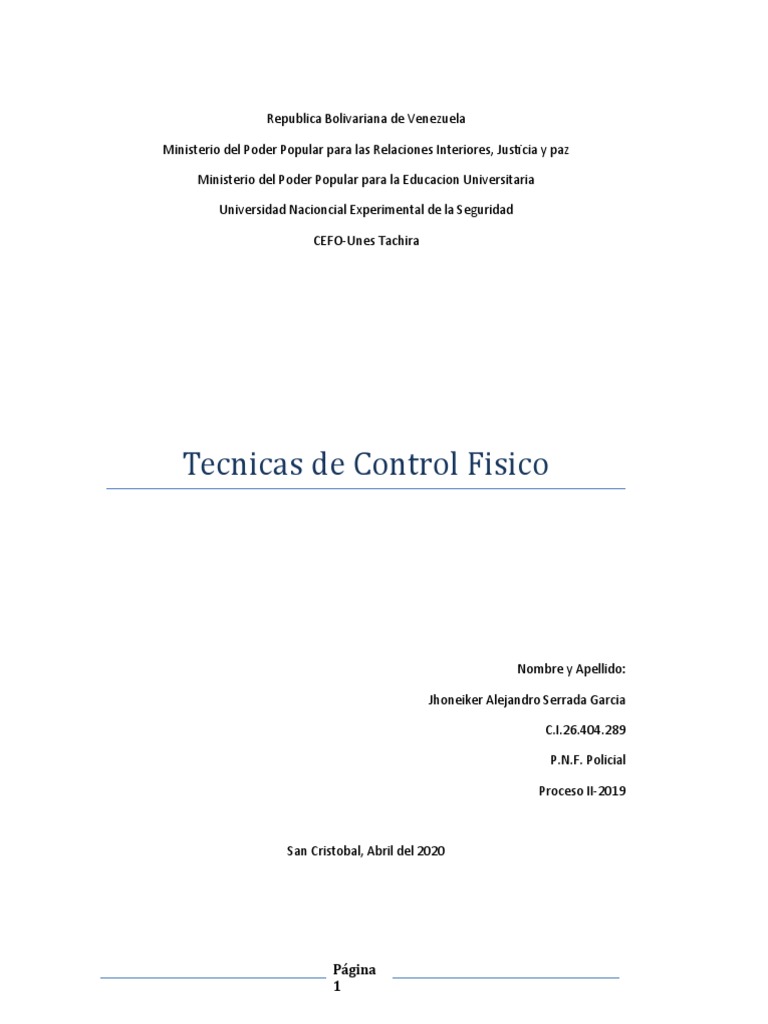Tecnicas de Control Fisico | PDF | Policía | Thriller y crimen