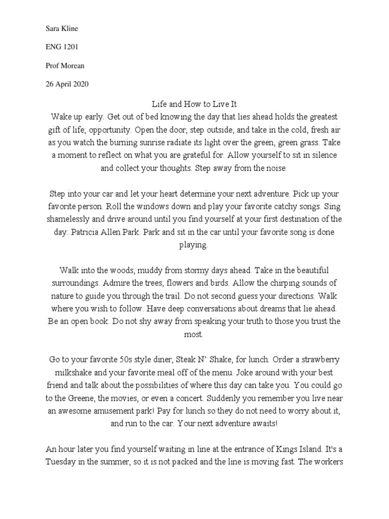 Life and How To Live It - Sara Kline | PDF