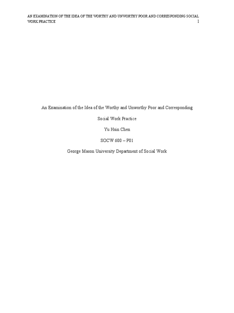 Worthy vs Unworthy Poor in Social Work | PDF | Social Work | Poverty