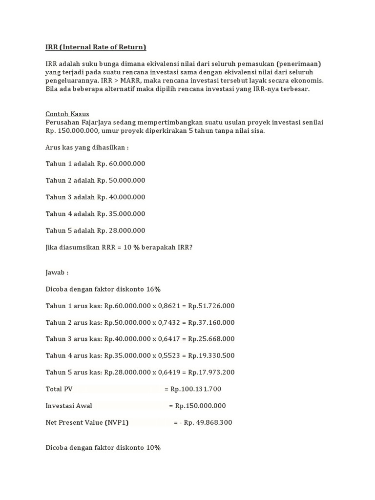Contoh Kasus IRR | PDF