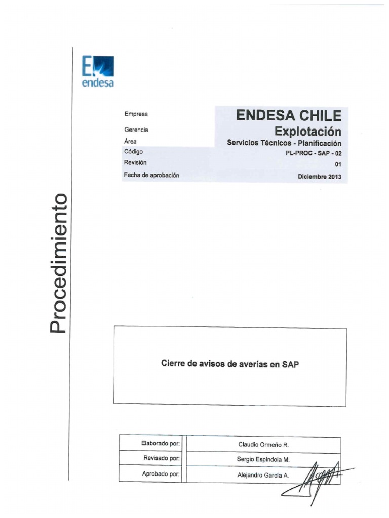 Pl Proc Sap 02 Cierre De Avisos De Avería En Sap V 01 Pdf
