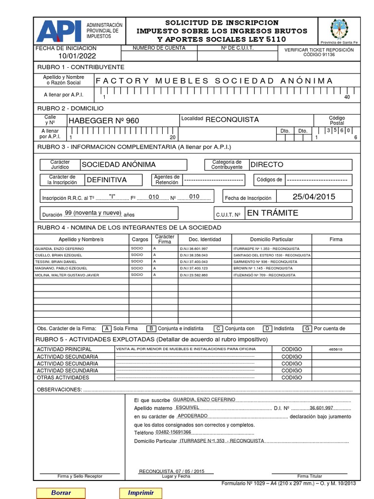 6 - API Formulario 1029 Interactivo FACTORY 22 COMPLETO PDF | PDF | Empresas | Business