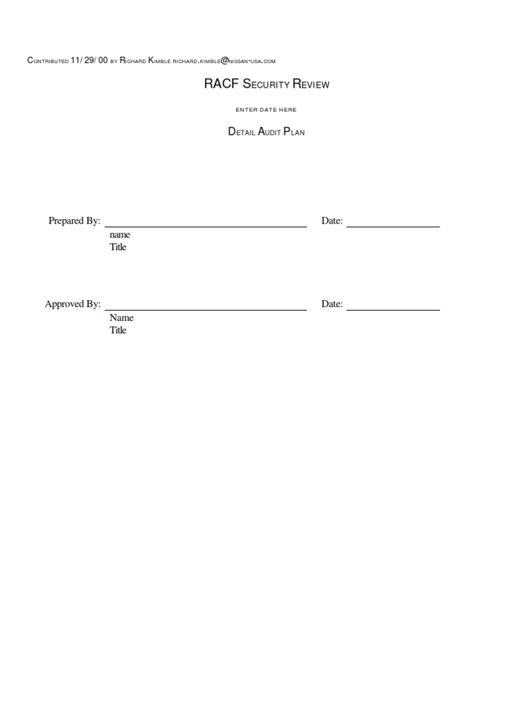 RACF Security Audit Plan Overview | PDF | Password | Databases