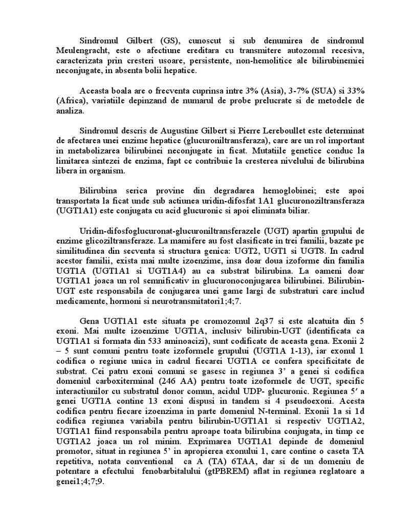 Sindromul Gilbert | PDF