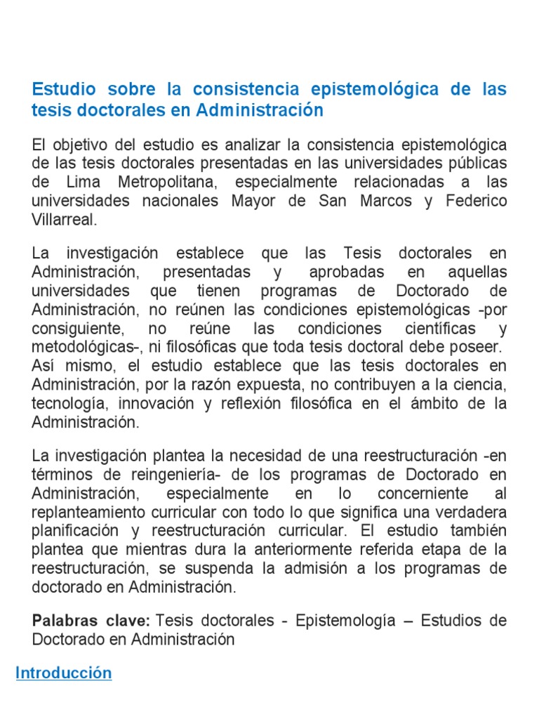 Que Es Tesis Doctoral | PDF | Doctorado | Epistemología