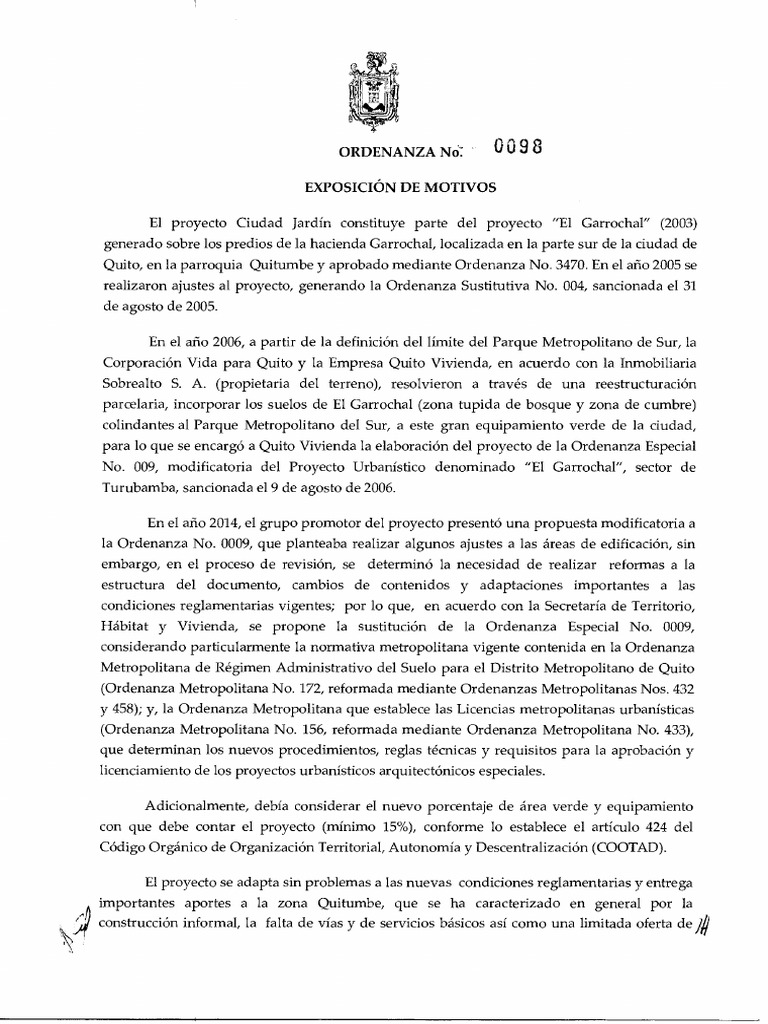 Ordm 098 Ciud - Jardin. El Garrochal PDF | PDF