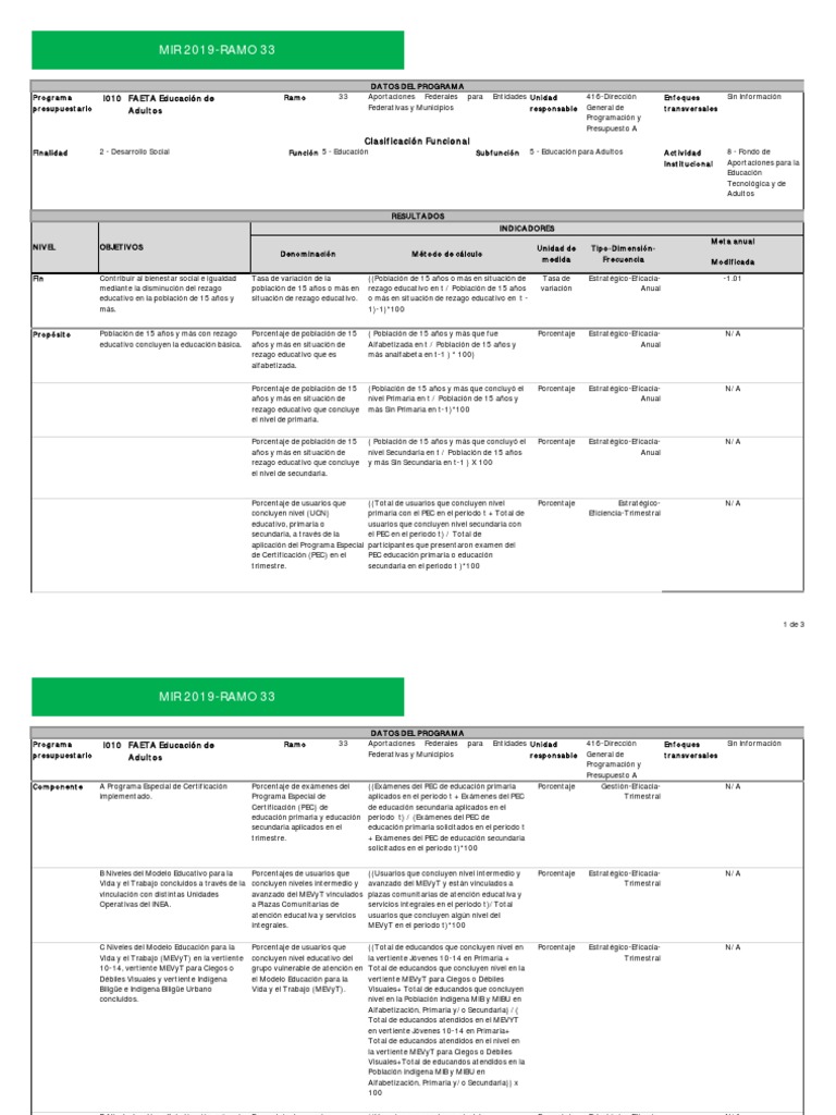Ejemplo MIR - Educ para Adultos | PDF | Aprendizaje | Educación avanzada