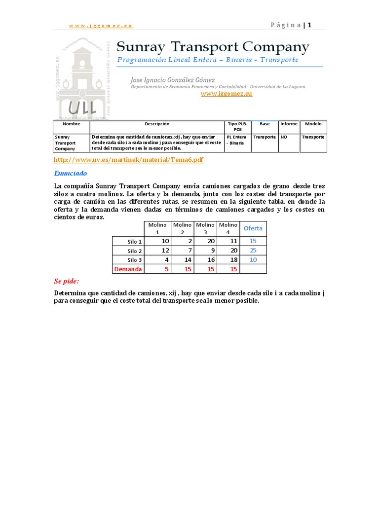 Optimizing Transportation Costs with Linear Programming: A Case Study of Sunray Transport ...