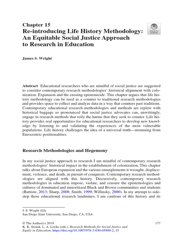 Re-Introducing Life History Methodology: An Equitable Social Justice ...