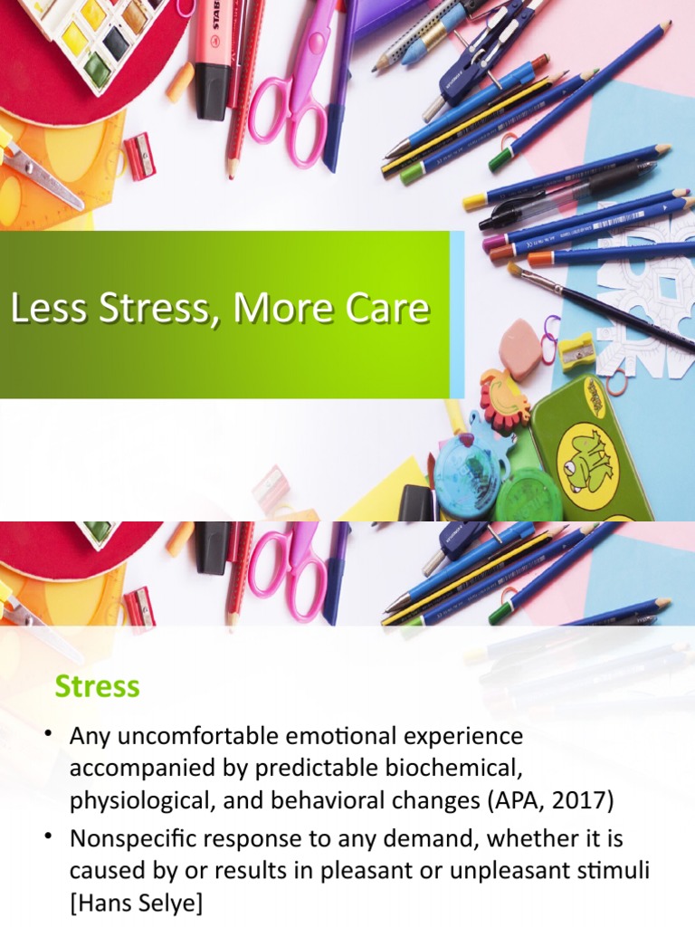 Less Stress More Care | PDF | Stress (Biology) | Mental Health