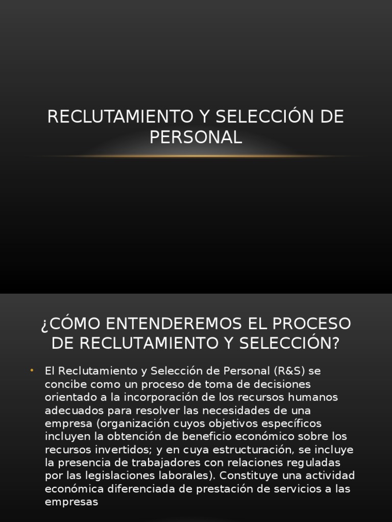 Reclutamiento y Selección de Personal | PDF | Gestión de recursos humanos | Reclutamiento