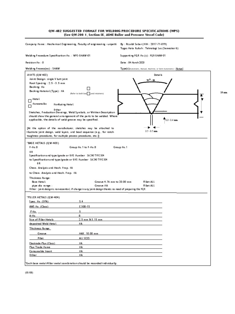 WPS & WPQR (Asme Section IX) | PDF | Welding | Construction
