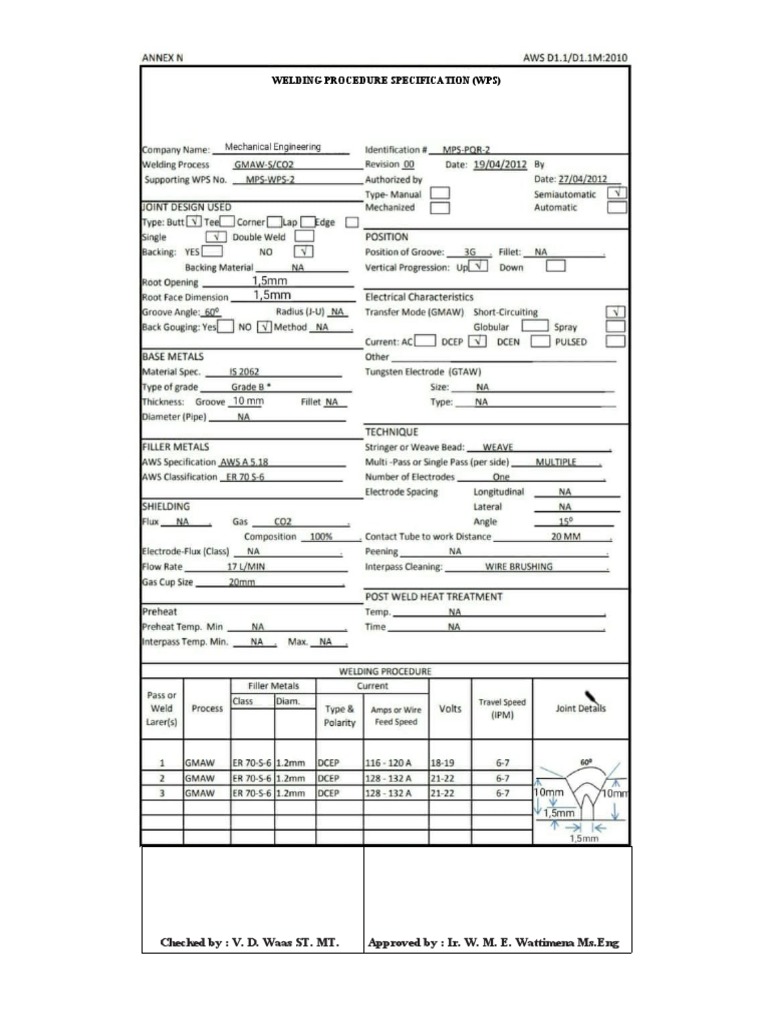 Welding Procedure Specification (WPS) | PDF