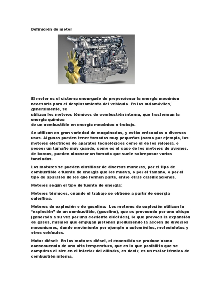 Definición y tipos de motores | PDF | Motor de combustión interna ...