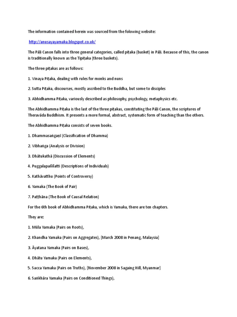 Overview of the Abhidhamma Piṭaka | PDF