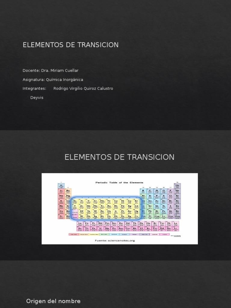 Elementos de Transicion | PDF | Metales de transición | Química