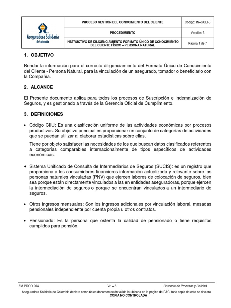 Instructivo FUCC PN ASC PDF | PDF | Seguro | Póliza de seguros