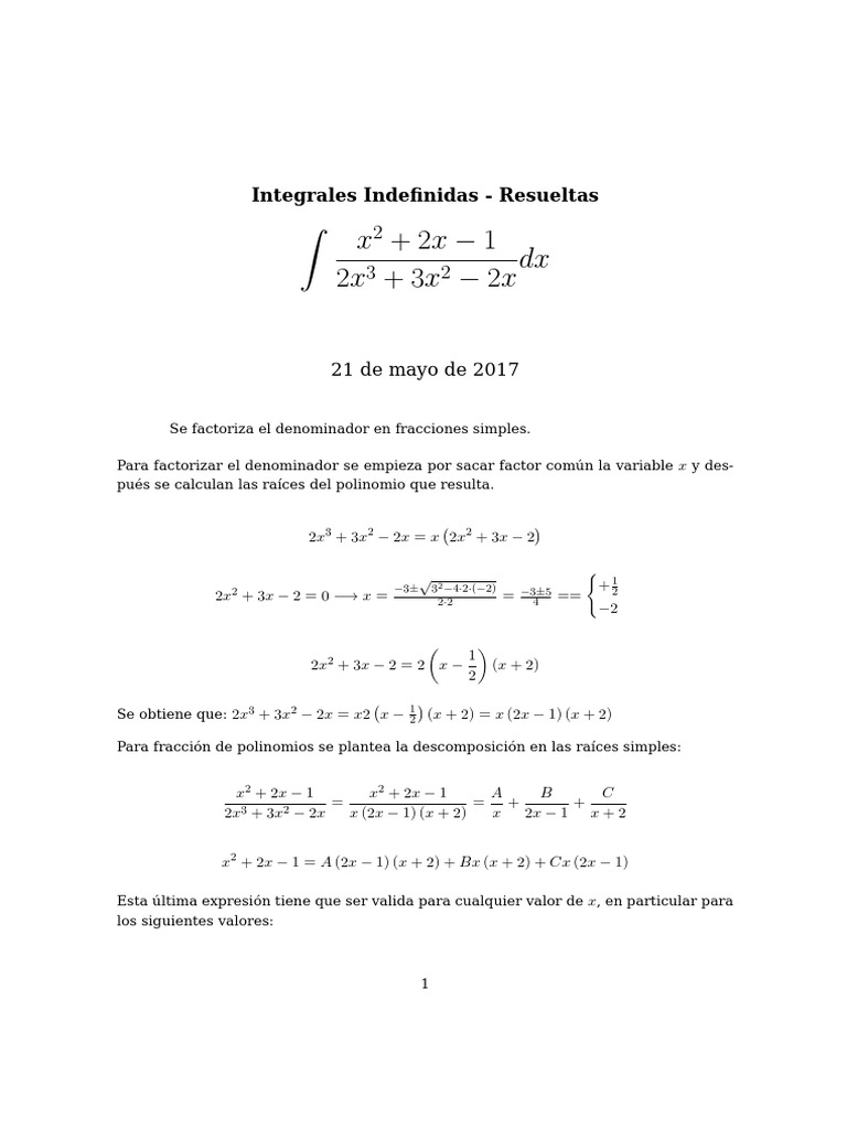 Integrales Indefinidas Resuelta 08 | PDF | Fracción (Matemáticas ...