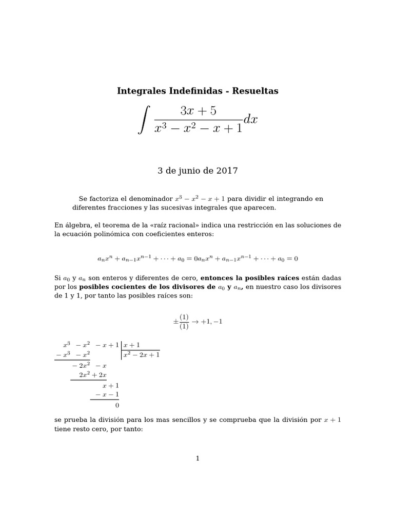 Integrales Indefinidas Resuelta 06 | PDF | Fracción (Matemáticas ...