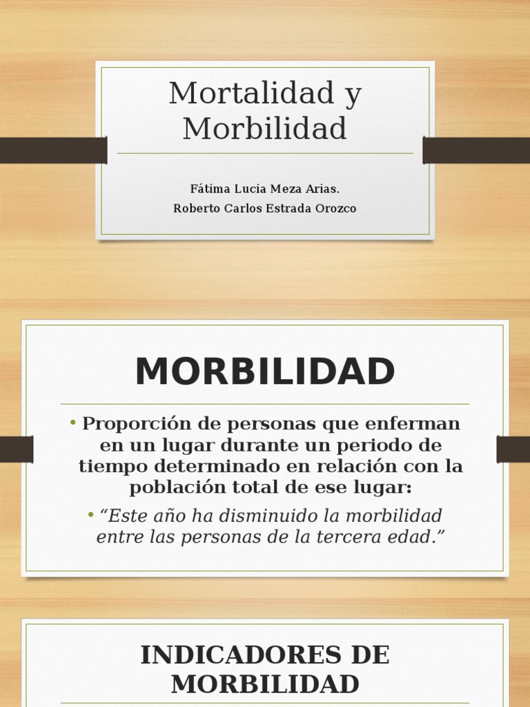 Mortalidad y Morbilidad | PDF | Incidencia (epidemiología) | Tasa de ...