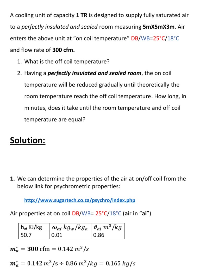 Cooling Unit. Off Coil Temp Room Temp PDF | Download Free PDF ...