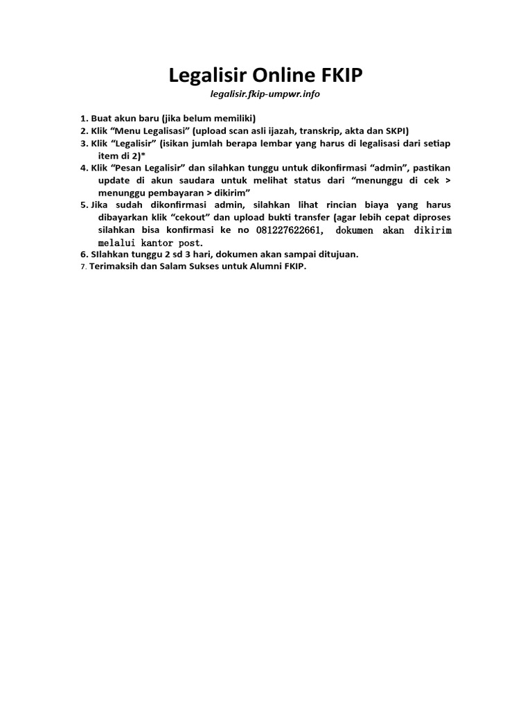 Proses Legalisir Online FKIP ULM | PDF