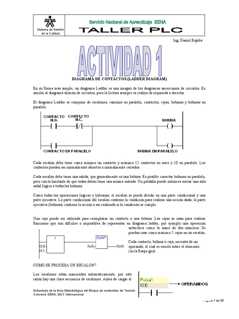 Taller PLC | PDF | Controlador lógico programable | Programa de computadora