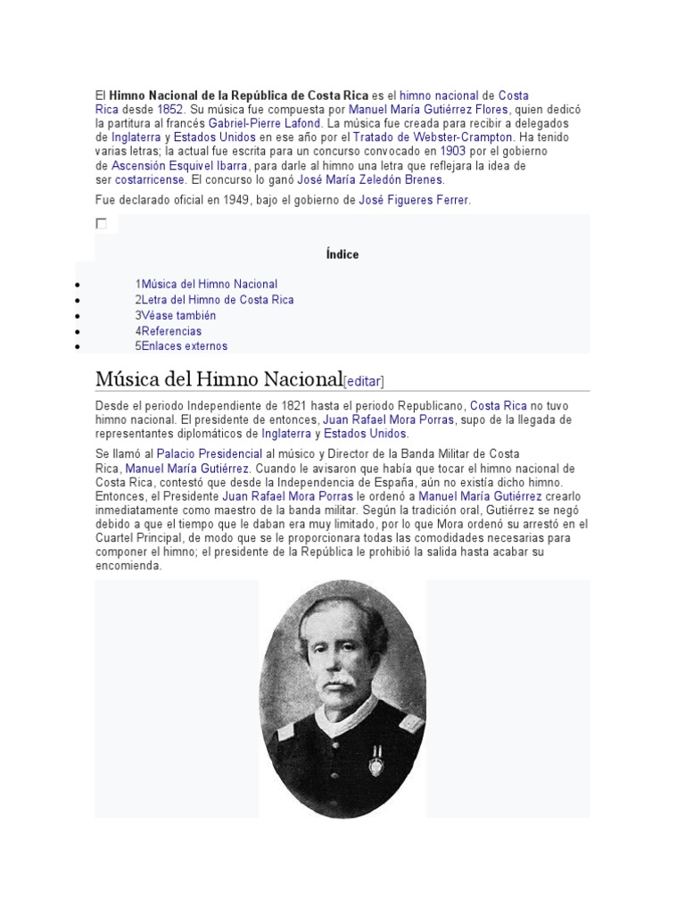 Himno de Costa Rica | PDF | Costa Rica | Centroamérica