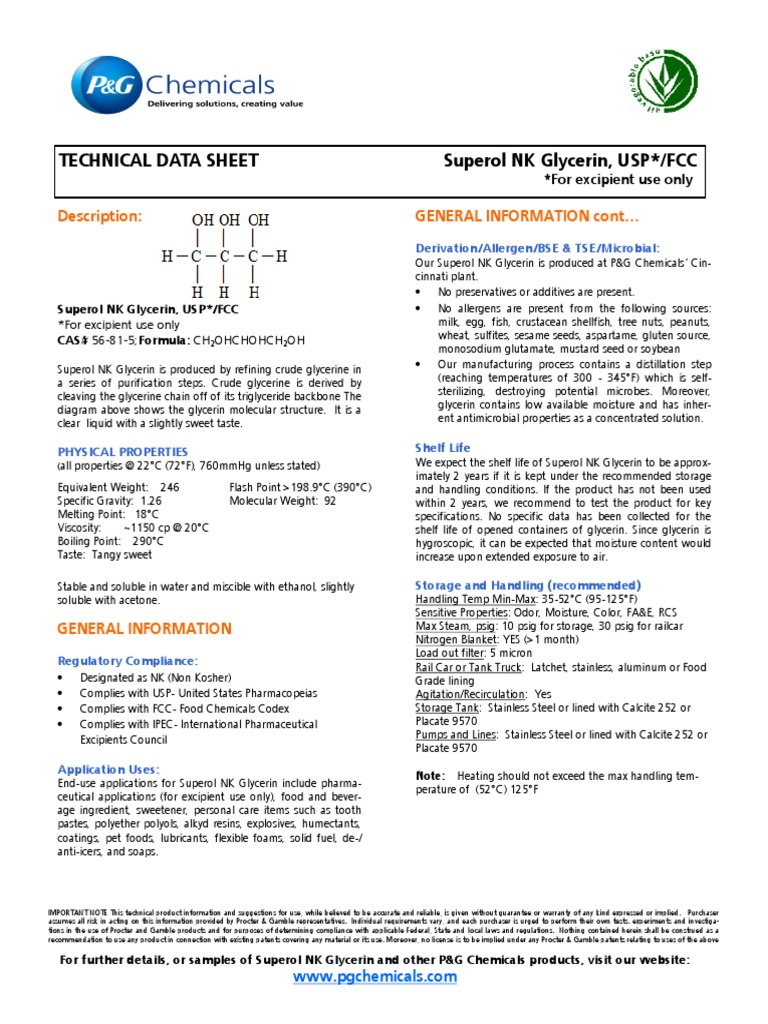 Superol NK - TDS Americas | PDF | Glycerol | Chemical Substances