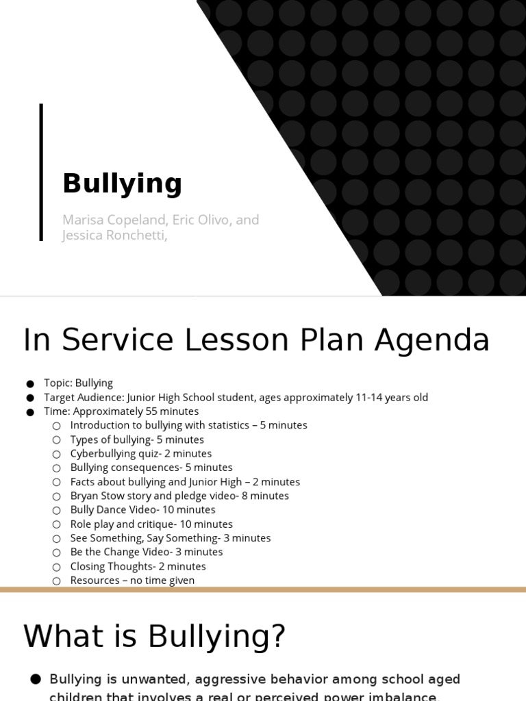 Lesson Plan On Bullying | PDF | Cyberbullying | Bullying