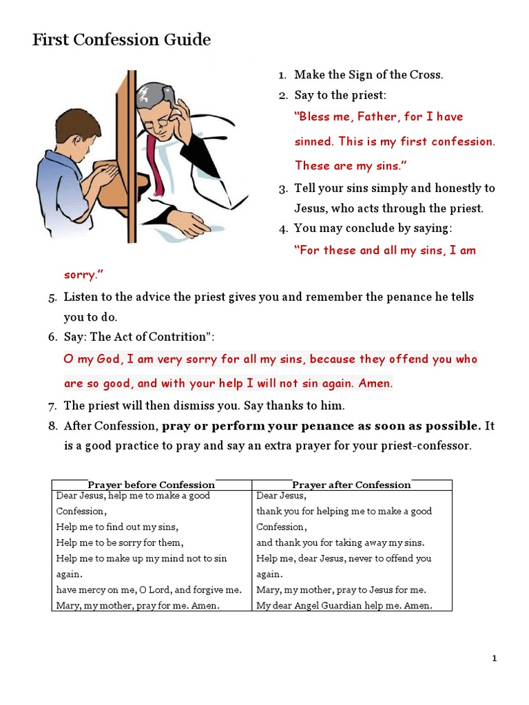 First Confession Guide | PDF | Confession (Religion) | Penance