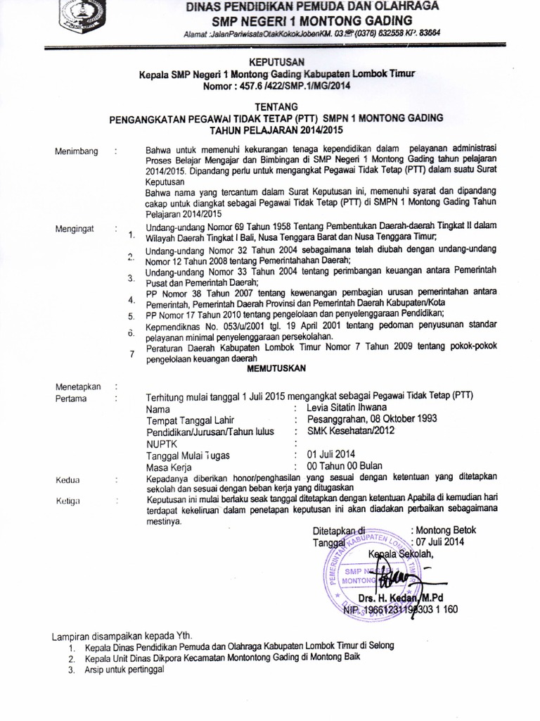 SK Pengangkatan PTT | PDF