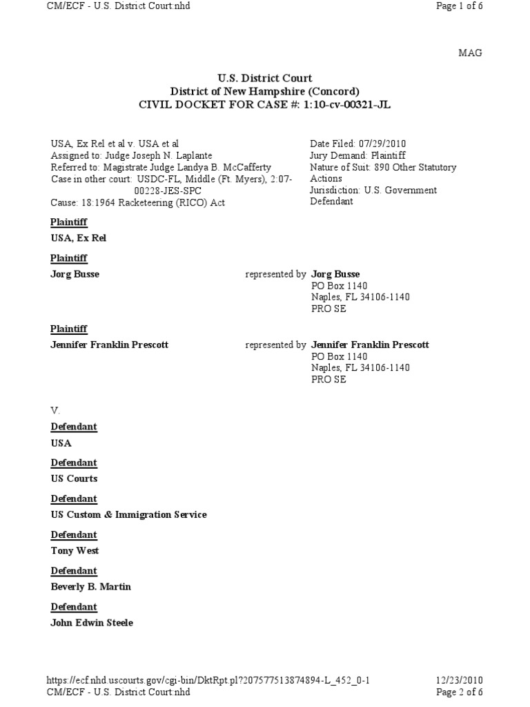 U.S. District Court District of New Hampshire (Concord) CIVIL DOCKET ...