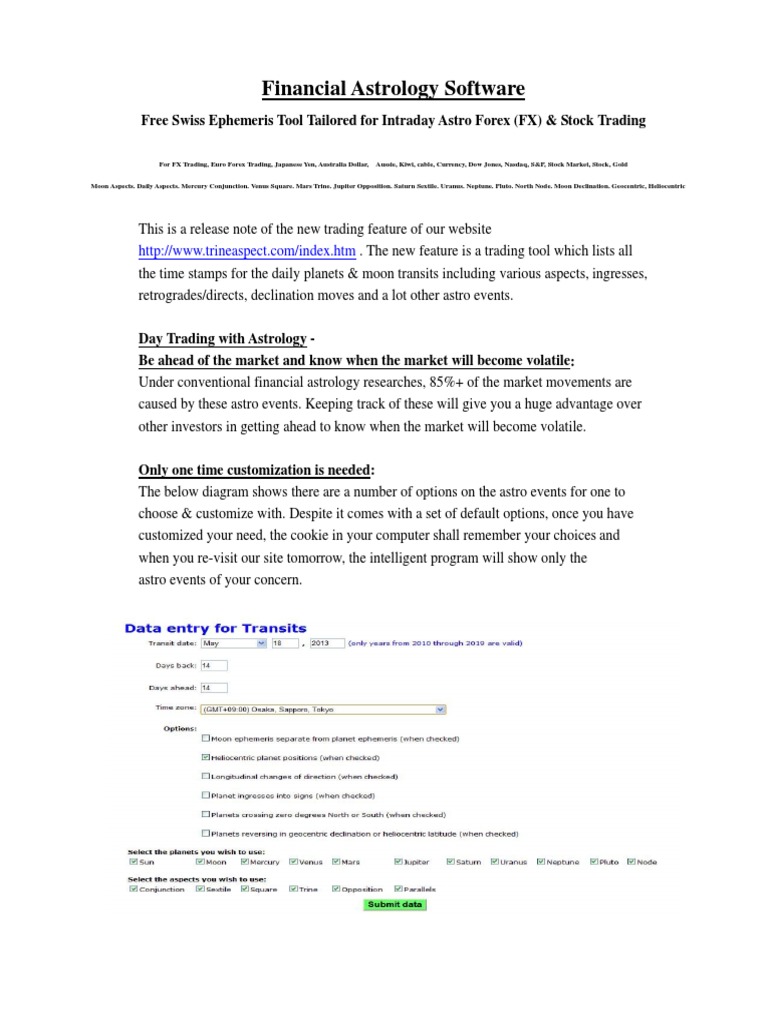 Moon Aspect, Today's Aspect, Astrology Trading Software | PDF ...