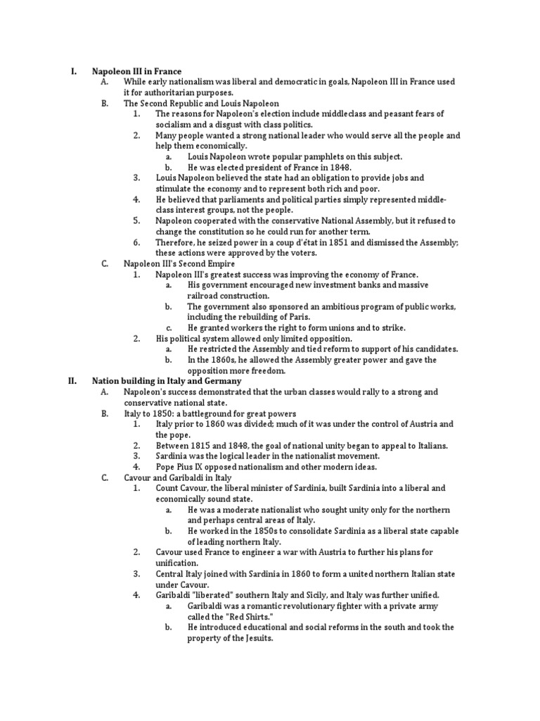 History Outline Unit8 | PDF | Otto Von Bismarck | Kingdom Of Prussia