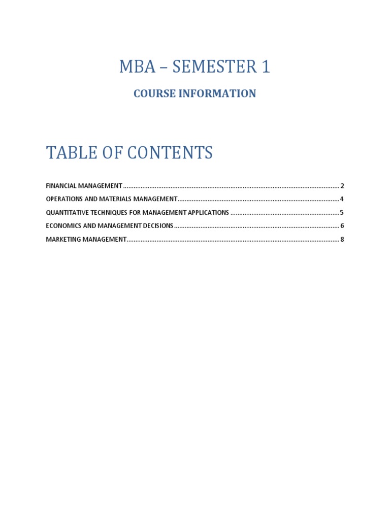 MBA - Sem1 - COURSE INFO PDF | PDF | Economics | Conceptual Model