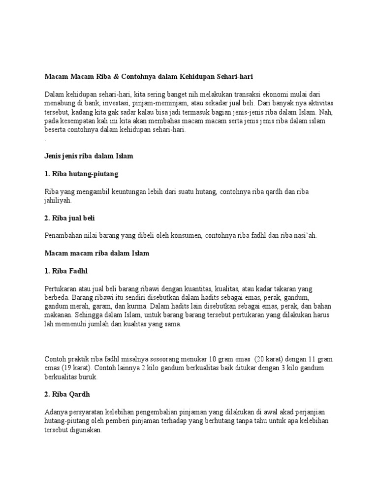 Macam Macam Riba | PDF