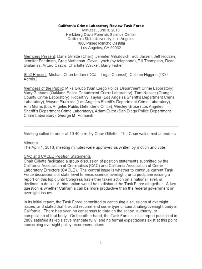 California Crime Laboratory Review Task Force | PDF | Committee ...