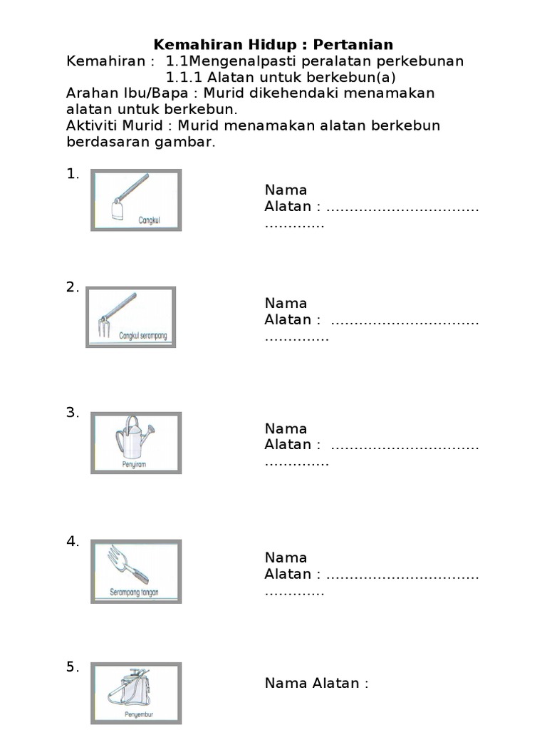 Latihan Alatan Perkebunan 24 Mac 2020 | PDF