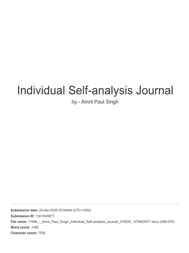 Individual Self-Analysis (Report) | PDF