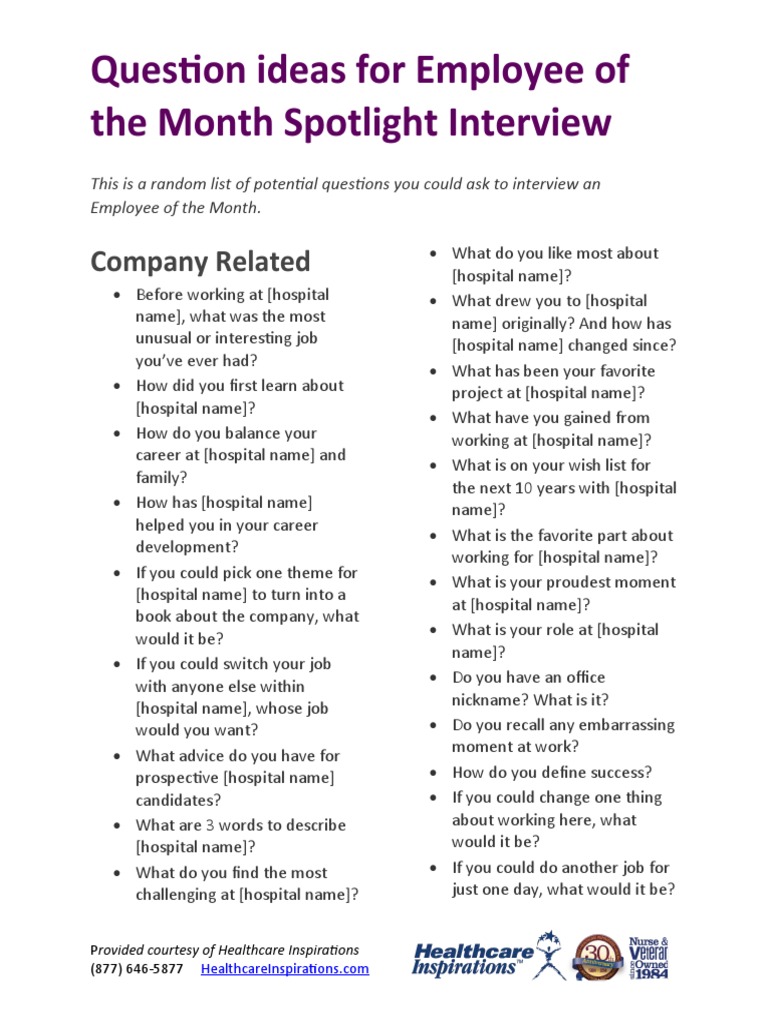 Employee of the Month Interview Questions | PDF