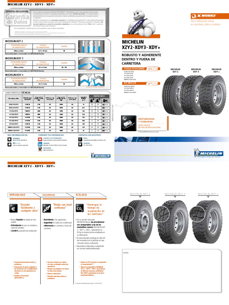 Michelin X Works Xzy2-Xdy3-Xdy Es PDF | PDF | Neumático | Industria ...