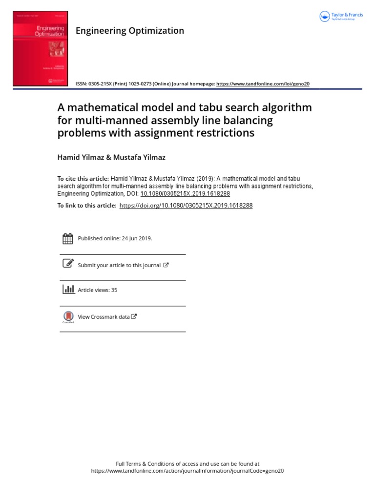 A Mathematical Model and Tabu Search Algorithm For Multi-Manned Albp ...
