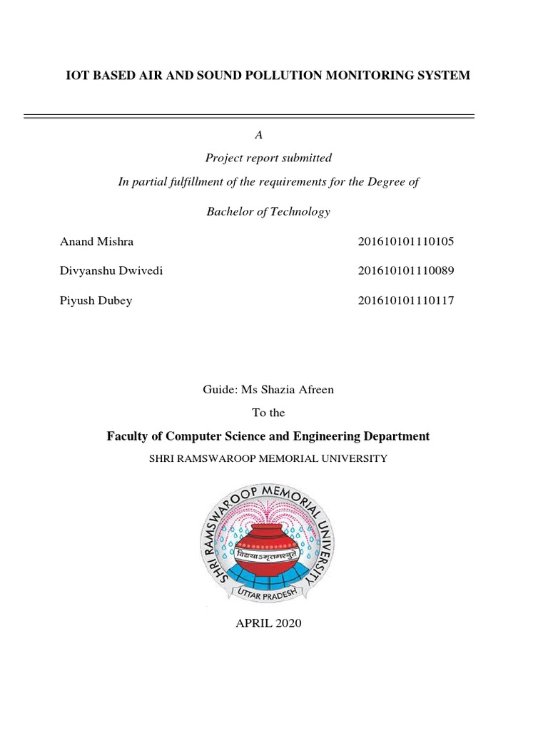 IOT BASED AIR AND SOUND POLLUTION MONITORING SYSTEM REport | PDF ...
