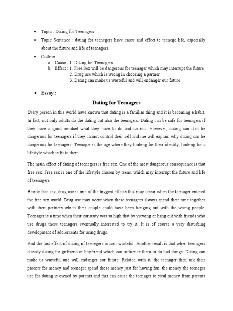 Essay:: Dating For Teenagers | PDF | Human Development | Adolescence