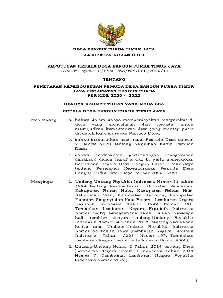 SK Pemuda Desa 2020 | PDF